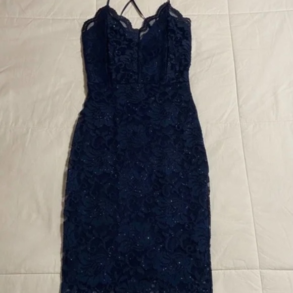 Windsor | Dresses | Windsor Navy Blue Lace Sparkly Dress | Poshmark